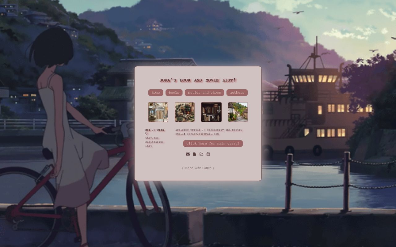 sora's book and movie list!